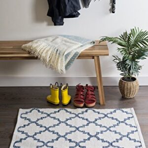 DII Woven Rugs Collection Hand-Loomed, 2x3', Blue Lattice