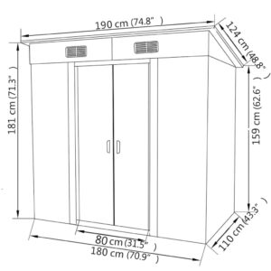 vidaXL Outdoor Storage Shed, Garden Shed, Metal Storage Shed, Backyard Shed for Patio Lawn Bicycles Gardening Tools Lawn Mowers, Green