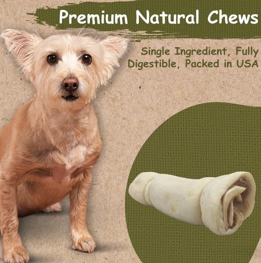 Top Dog Chews – 6” Beef Cheek Rolls, Long Lasting Dog Bones for Aggressive Chewers, Rawhide Free Dog Treats,(6 Inch (Pack of 10)