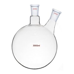 deschem 3000ml,24/40,two-neck,round bottom glass flask,twins necks,3l,lab boiling vessel