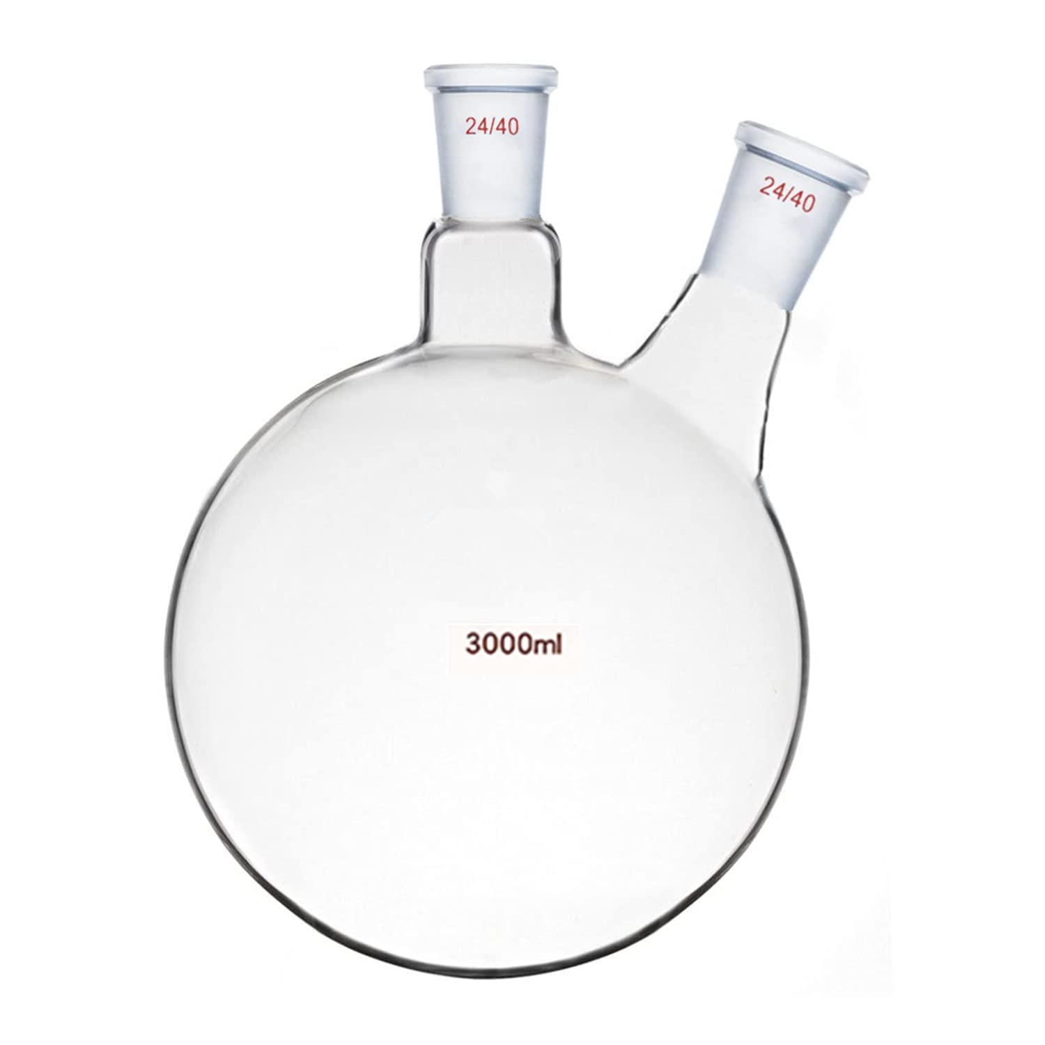 Deschem 3000ml,24/40,Two-Neck,Round Bottom Glass Flask,Twins Necks,3L,Lab Boiling Vessel