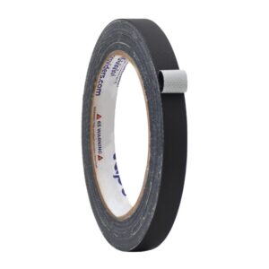 wod gtc12 gaffer tape, black low gloss finish film, 1/2 inch x 60 ft. residue free, non reflective cloth fabric, secure cords, water resistant, photography, filming backdrop, production