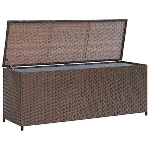 vidaxl garden storage box poly rattan brown bench storage box