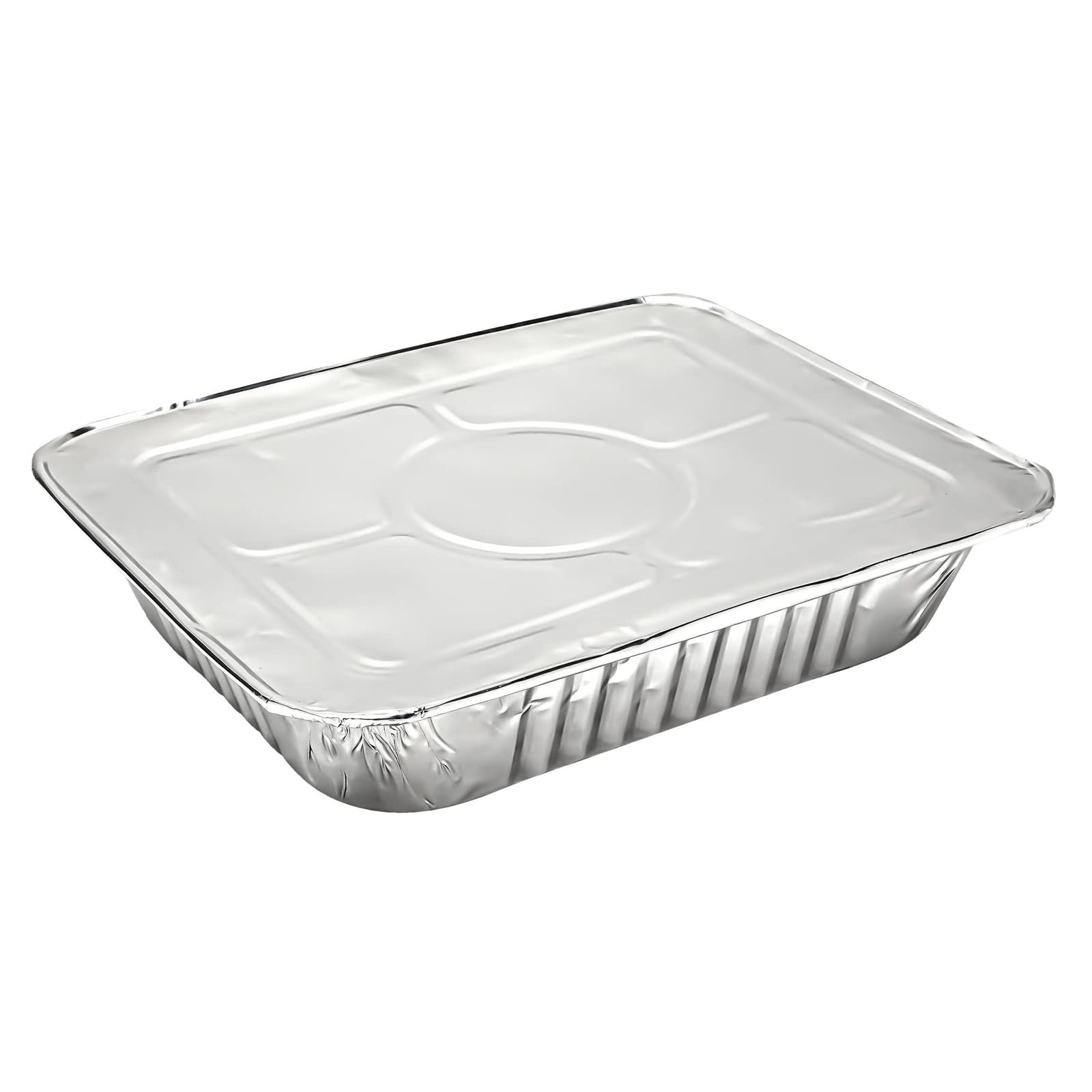 20 Pack Half Size Aluminum Pans with Lids, 9x13 Tin Food Storage Trays for Baking, Catering, Table, Food