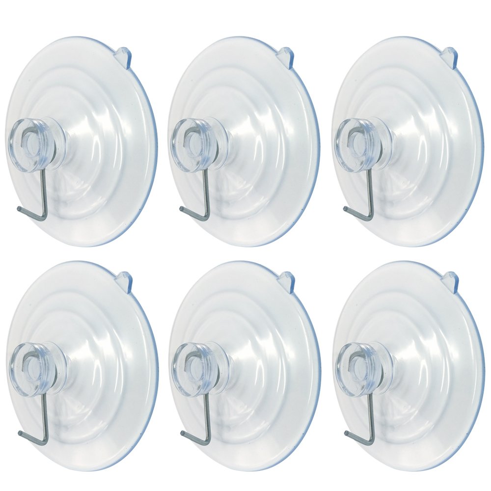 Alamic Suction Cup Hooks 2 1/2" Ultra Strong Large Suction Cup Wall Hooks Hangers, All Purpose - (6 Pack)