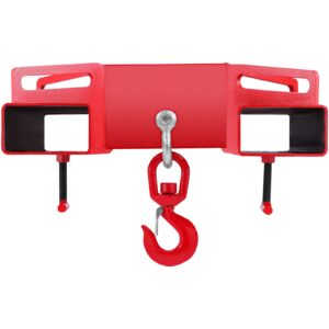 VEVOR Forklift Lifting Hook, 6600lbs Capacity Forklift Lifting Hoist, Red Forklift Mobile Crane with Swivel Hook and Two Large T-Screws, Hook Forklift Lifting Hoist, Fork Lifting Attachment