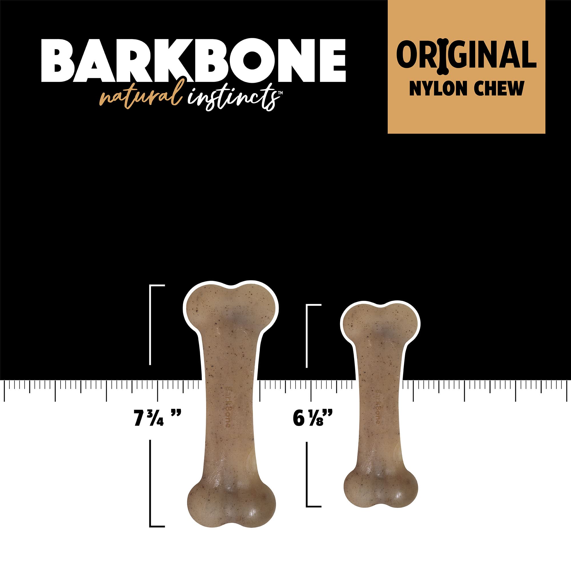 Pet Qwerks Original BarkBone - Nylon Dog Bone for Aggressive Chewers - BBQ Flavor - 7.75"