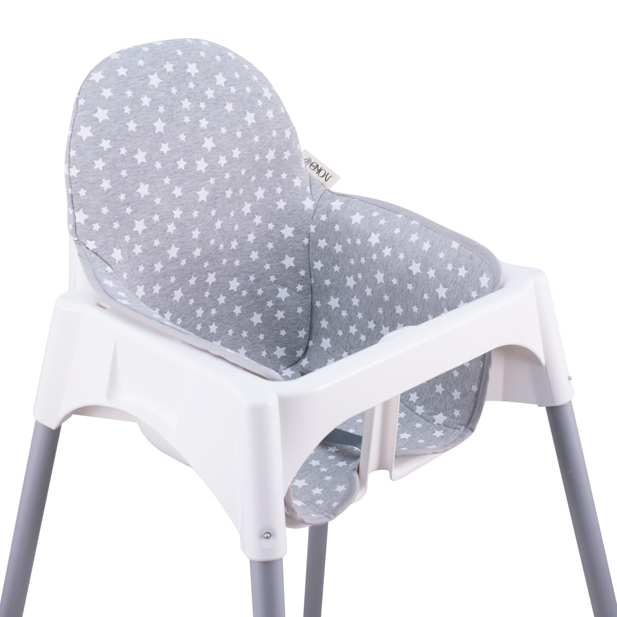 JYOKO Kids High Chair Cushion Compatible with IKEA Antilop Made Cotton 100% Confort (White Star)