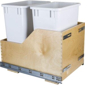 hardware resources 35 quart white trash can, 15 in width, 19-1/2 in height, 21-1/8 in depth, birch plywood system