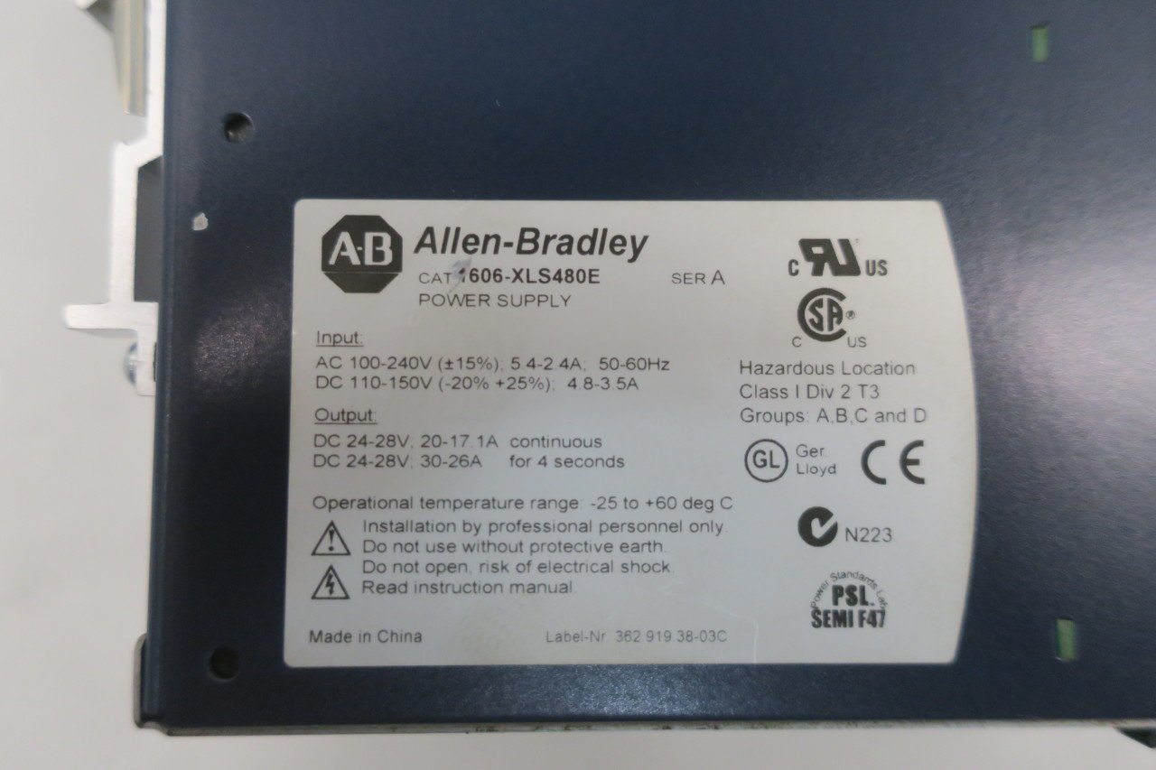 ALLEN BRADLEY 1606-XLS480E Power Supply 100-240V-AC 24V-DC 20A SER A D587140