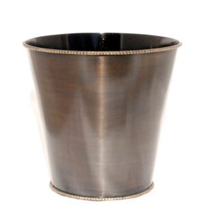 3scompany sunset waste paper basket hand finished oil rubbed bronze 8 qt stainless steel with brass bead accents