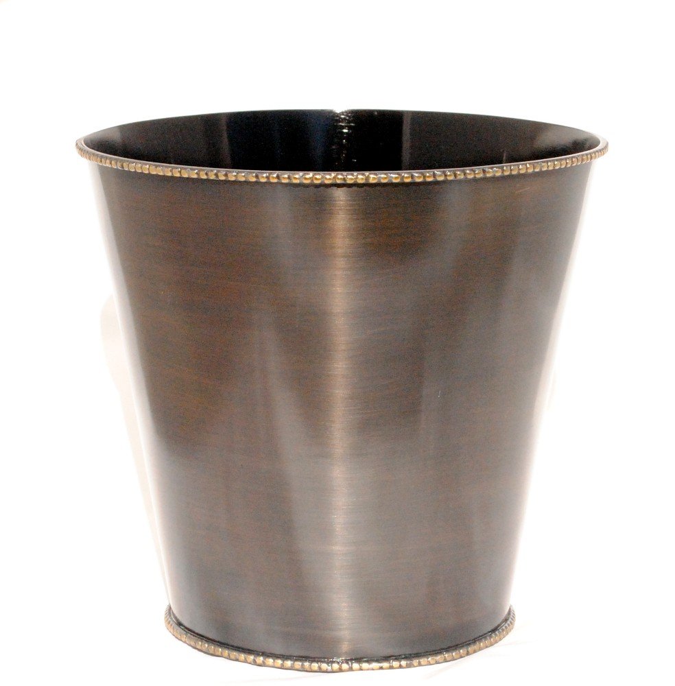 3SCompany Sunset Waste Paper Basket Hand Finished Oil Rubbed Bronze 8 qt Stainless Steel with Brass Bead Accents