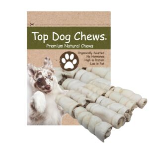 top dog chews – 6” beef cheek rolls, long lasting dog bones for aggressive chewers, rawhide free dog treats,(6 inch (pack of 10)