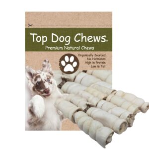 Top Dog Chews – 6” Beef Cheek Rolls, Long Lasting Dog Bones for Aggressive Chewers, Rawhide Free Dog Treats,(6 Inch (Pack of 10)