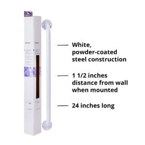 McKesson Grab Bar, Wall Mount, Steel, Bathroom, Shower Aid, White Power Coated, 24 in, 1 Count