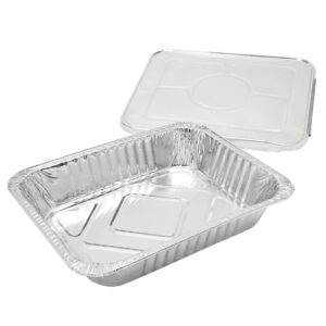 20 Pack Half Size Aluminum Pans with Lids, 9x13 Tin Food Storage Trays for Baking, Catering, Table, Food