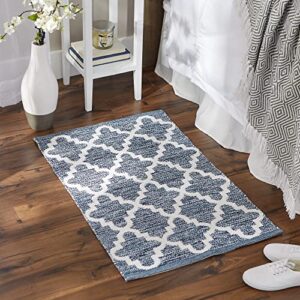 DII Woven Rugs Collection Hand-Loomed, 2x3', Blue Lattice