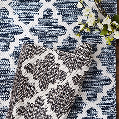 DII Woven Rugs Collection Hand-Loomed, 2x3', Blue Lattice