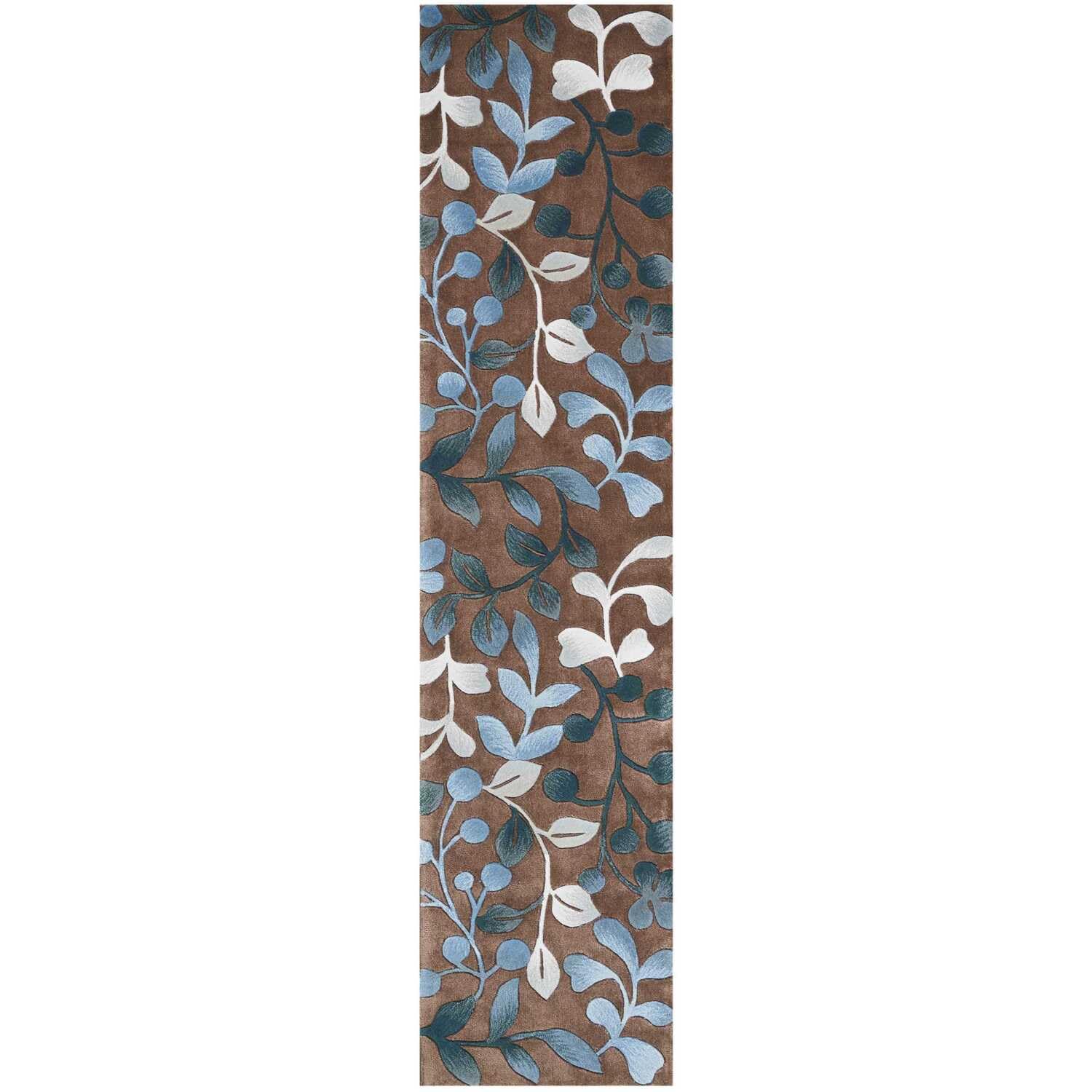 Nourison Contour Floral Mocha 2'3" x 10' Area -Rug, Easy -Cleaning, Non Shedding, Bed Room, Living Room, Dining Room, Kitchen (2x10)