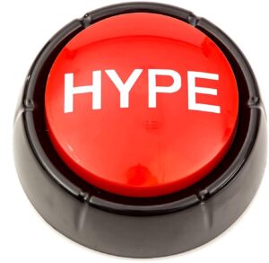 hype button | hip hop air horn sound effect button (batteries included) stocking stuffer back to school classroom teacher office desk sales marketing gag nut funny toy class