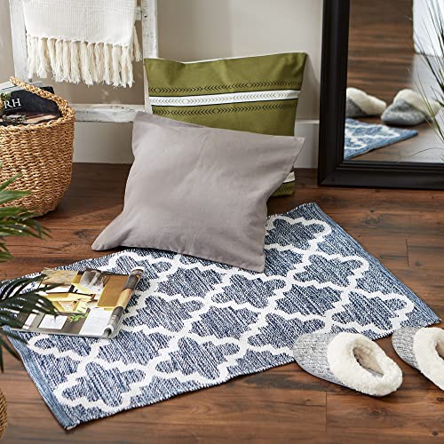 DII Woven Rugs Collection Hand-Loomed, 2x3', Blue Lattice