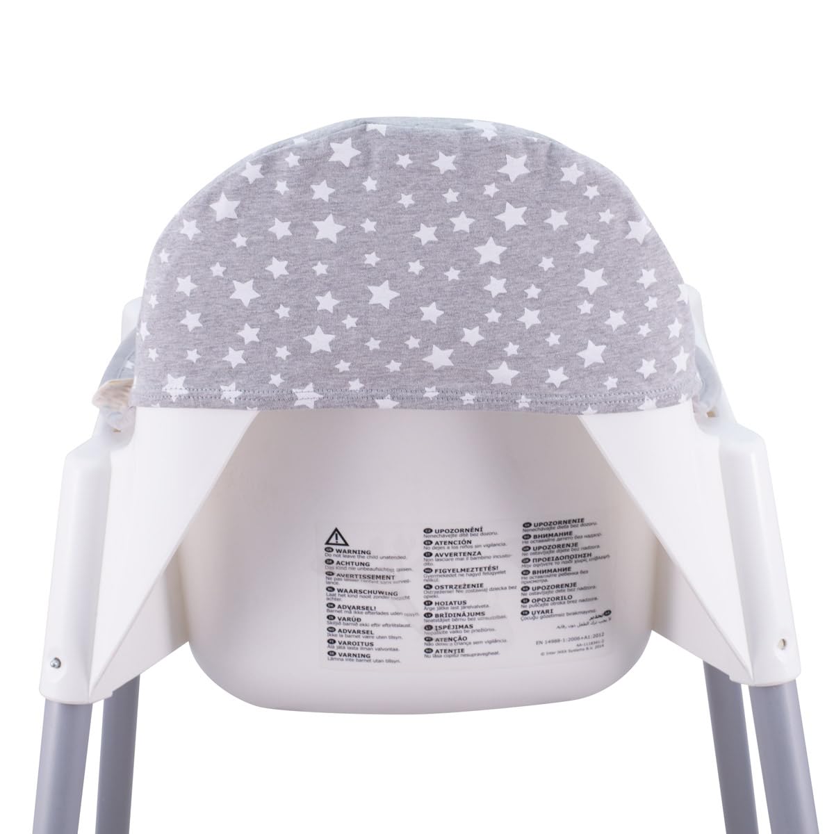 JYOKO Kids High Chair Cushion Compatible with IKEA Antilop Made Cotton 100% Confort (White Star)