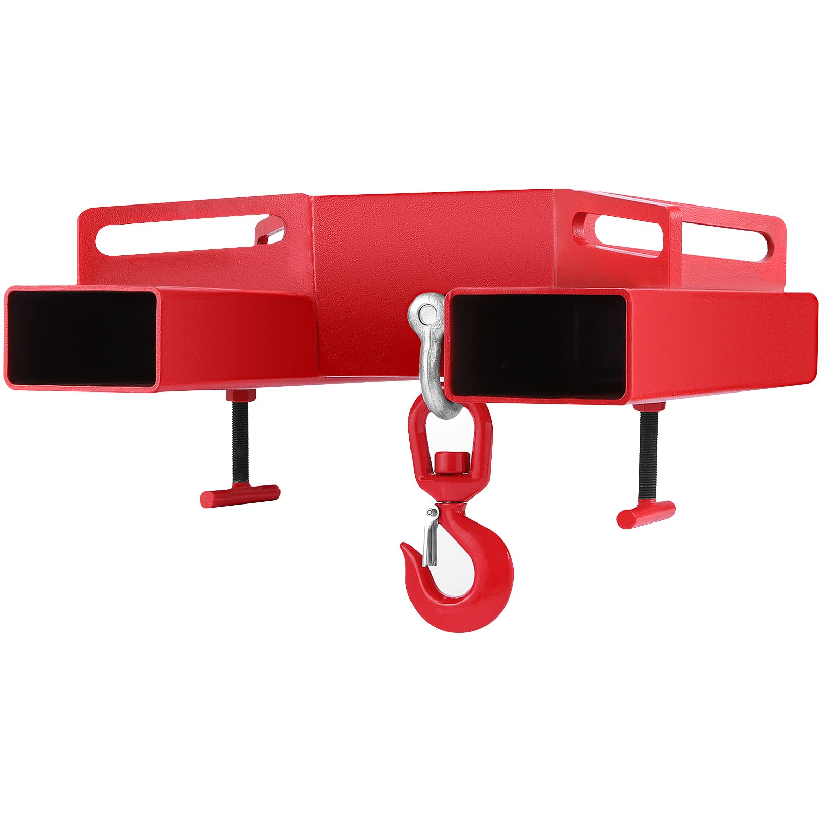 VEVOR Forklift Lifting Hook, 6600lbs Capacity Forklift Lifting Hoist, Red Forklift Mobile Crane with Swivel Hook and Two Large T-Screws, Hook Forklift Lifting Hoist, Fork Lifting Attachment