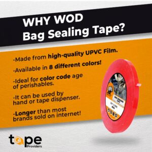 WOD BSTC24PVC Dark Green Produce Poly Bag Sealing Tape, 3/8 inch x 180 yds. for Packaging and Sealing of Meat, Gifts, or Ice Bags