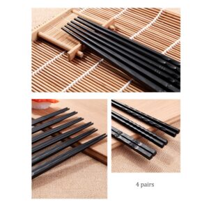 4 Pairs Japanese Chopsticks Set Sushi Chop Sticks,Smooth Surface, Premium Quality, 9.45-inch Long