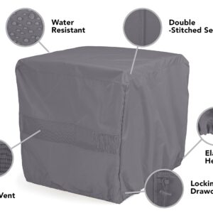 Covermates Square Patio Accent Table Cover - Patio Outdoor Furniture Cover, Water Resistant Outdoor Ottoman/Side Table Cover, Elite 300D Polyester, 18W x 18D x 18H, Charcoal