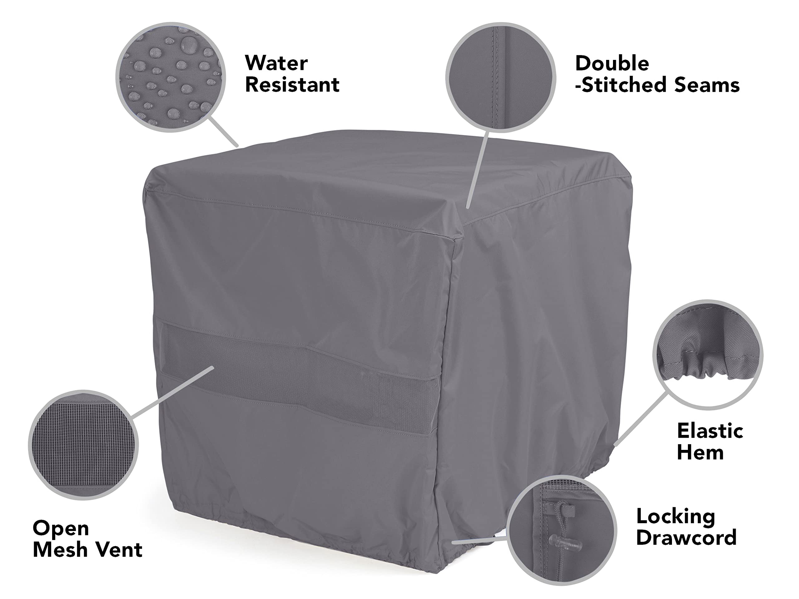 Covermates Square Patio Accent Table Cover - Patio Outdoor Furniture Cover, Water Resistant Outdoor Ottoman/Side Table Cover, Elite 300D Polyester, 18W x 18D x 18H, Charcoal