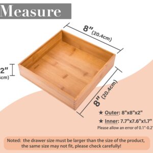 Sansnow Bamboo Wardrobe Clothes Jewellery Organizer Box Square Oragnizer Boxes Wooden Snack Nut Storage Boxes, Bamboo 8"*8"