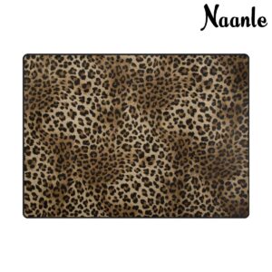 Naanle Animal Print Area Rug 5'x7', Leopard Print Polyester Area Rug Mat for Living Dining Dorm Room Bedroom Home Decorative