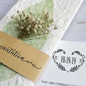 Picky Bride 25Pcs Handmade Real Dry Flower Vintage Wedding Invitations with Real Leaf Vein, Unique Wedding Gifts Rustic Invite Cards for Your Stylish Wedding Theme 10 x 20cm