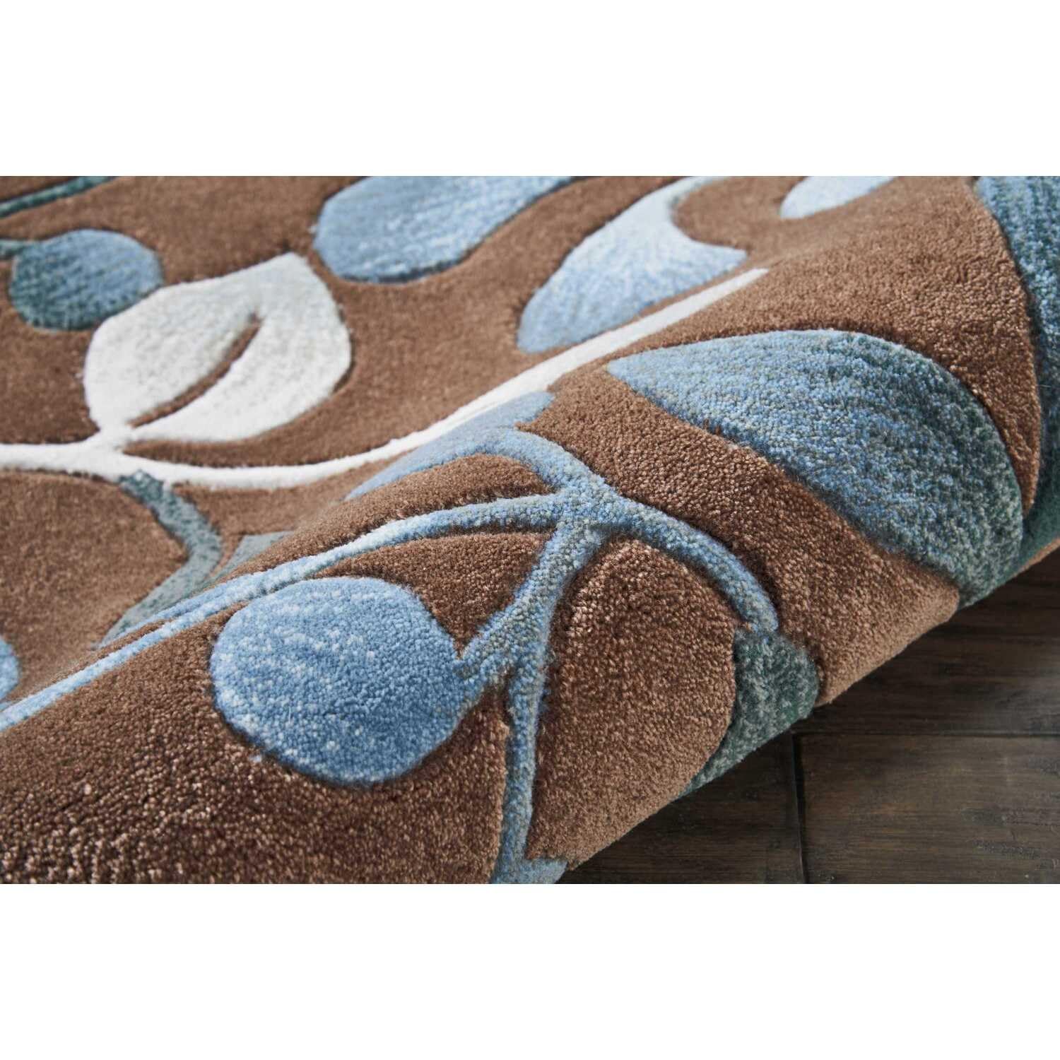 Nourison Contour Floral Mocha 2'3" x 10' Area -Rug, Easy -Cleaning, Non Shedding, Bed Room, Living Room, Dining Room, Kitchen (2x10)