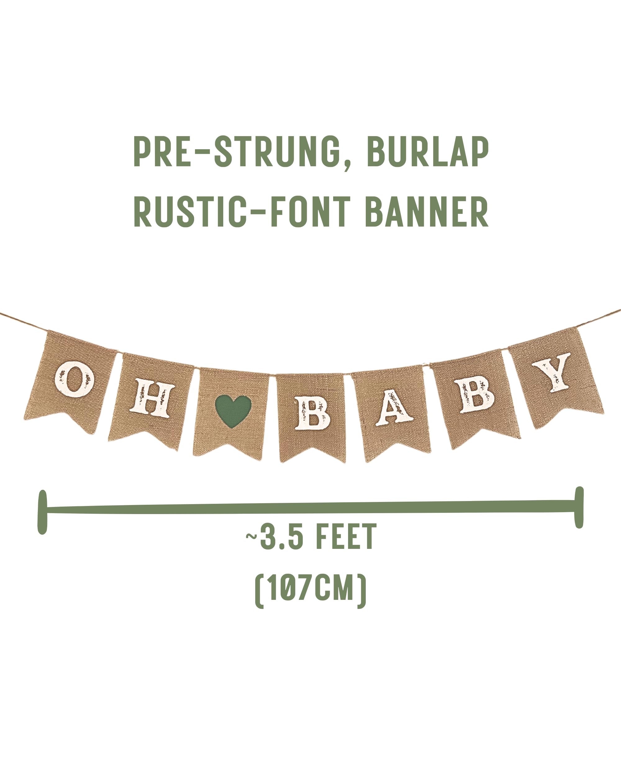 Gender Neutral Baby Shower Decorations & Decor Set: Oh Baby Burlap Banner, Sage Green, Nude & Confetti Balloons - Ideal for Boy, Girl Reveal Party & Welcome Baby Sign Garland Backdrop Decoration