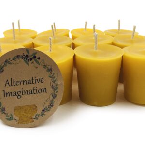 12 Pack of Beeswax Votive Candles - 100% Pure, Natural Beeswax with Natural Light Honey Scent - 15 Hour Burn - Alternative Imagination