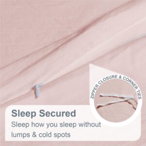 Swift Home Full/Queen Bedding Microfiber Duvet Cover & Sham Bedding Set, Prewashed Crinkle, Ultra-Soft, Lightweight & Durable – Rose Blush, Full/Queen (90”x90”) – Comforter Not Included