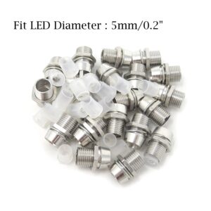 Honbay 20PCS 5mm Silver Color Light Emitting Diode LED Holder Mount Panel Display