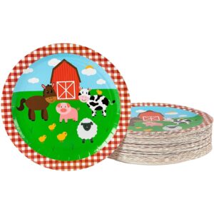 80-pack farm birthday party supplies, farmhouse plates (9 in)