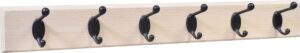 high & mighty 515768 coat rack 6 hook rail, easy tool-free dry wall installation, holds up to 50lbs, 27", beech & bronze