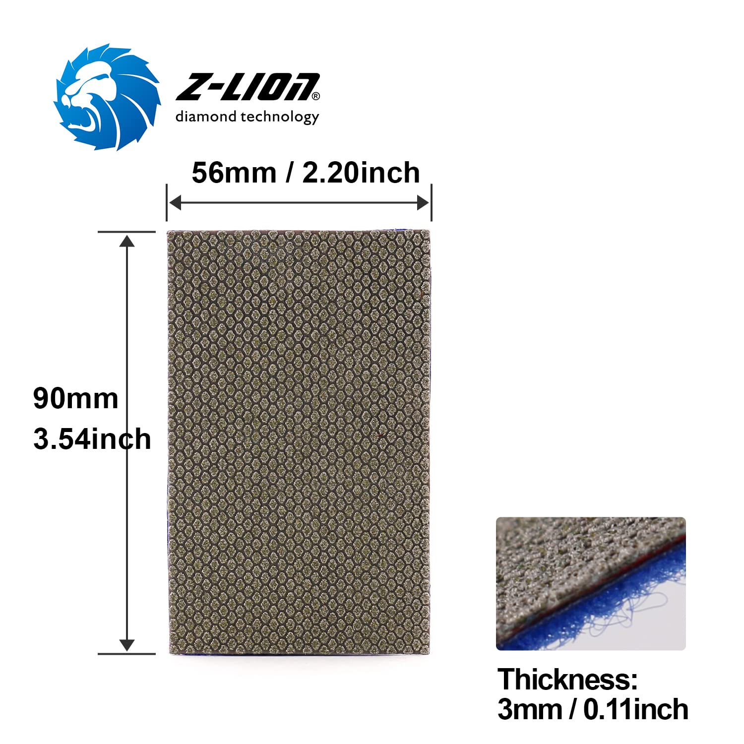 Z-Lion Diamond Abrasive Paper Sheets Diamond Sandpaper Nylon Back for Sanding Stone Glass Ceramic(4pcs/Set)