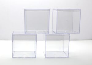 clear plastic box - 4" square x 4" tall - 25 boxes per pack