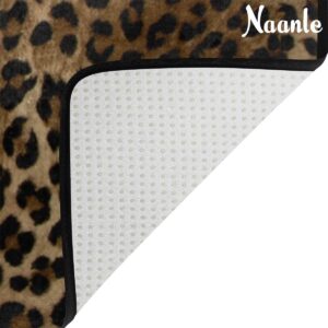 Naanle Animal Print Area Rug 5'x7', Leopard Print Polyester Area Rug Mat for Living Dining Dorm Room Bedroom Home Decorative