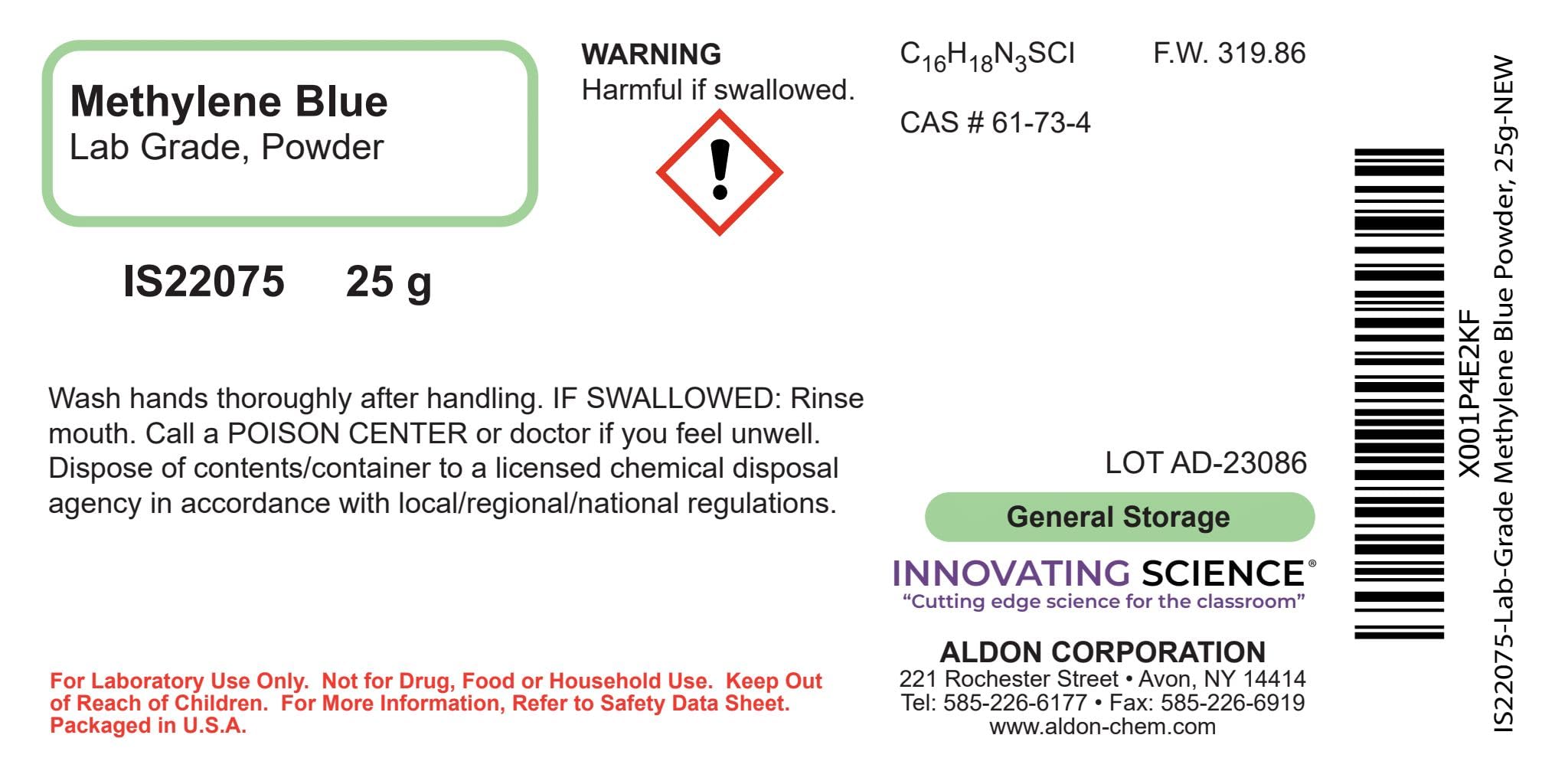 ALDON Innovating Science Lab-Grade Methylene Blue Powder, 25g - The Curated Chemical Collection