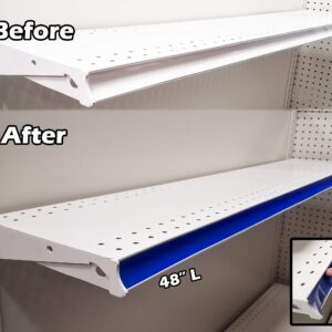 Decorative Gondola Shelving Pre Cut Vinyl Insert Strips 48" x 1.25" Shelf C-Channel, Blue, 100 Pack