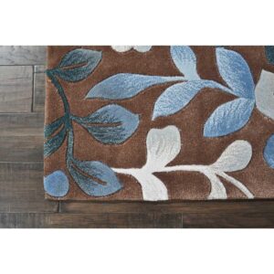 Nourison Contour Floral Mocha 2'3" x 10' Area -Rug, Easy -Cleaning, Non Shedding, Bed Room, Living Room, Dining Room, Kitchen (2x10)