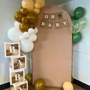 Gender Neutral Baby Shower Decorations & Decor Set: Oh Baby Burlap Banner, Sage Green, Nude & Confetti Balloons - Ideal for Boy, Girl Reveal Party & Welcome Baby Sign Garland Backdrop Decoration