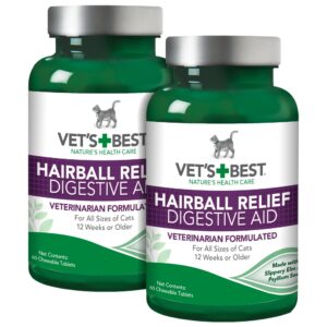 vet's best cat hairball relief digestive aid, 120 chewable tablets, classic chicken flavor