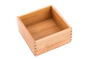 sansnow bamboo organizer storage boxes for tabletop bathroom dresser organizer small boxes, bamboo 4"*4"